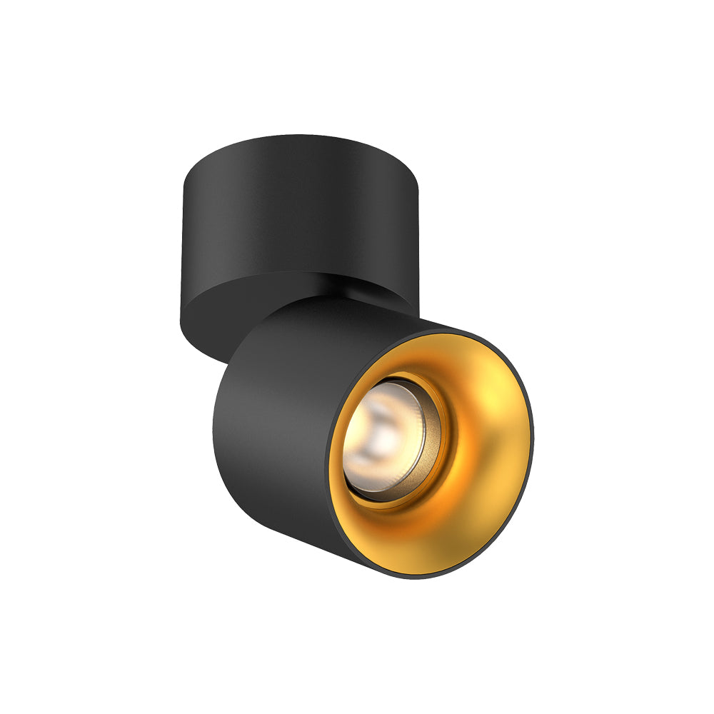 Cevon Surface Mount Tilt/Rotate Spot - Black with Gold reflector 14W ...