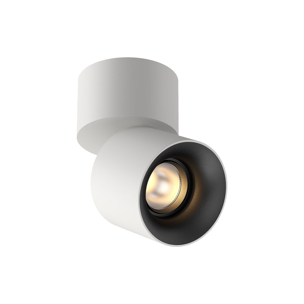 Cevon Surface Mount Tilt/Rotate Spot - White with Matt Black reflector ...