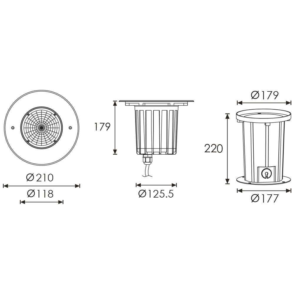 18W Exterior LED Ingound Round Uplight 22° IP67 Warm White Stainless ...